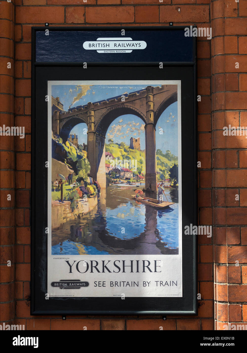 Vintage holiday advertising posters on the station platform at ...