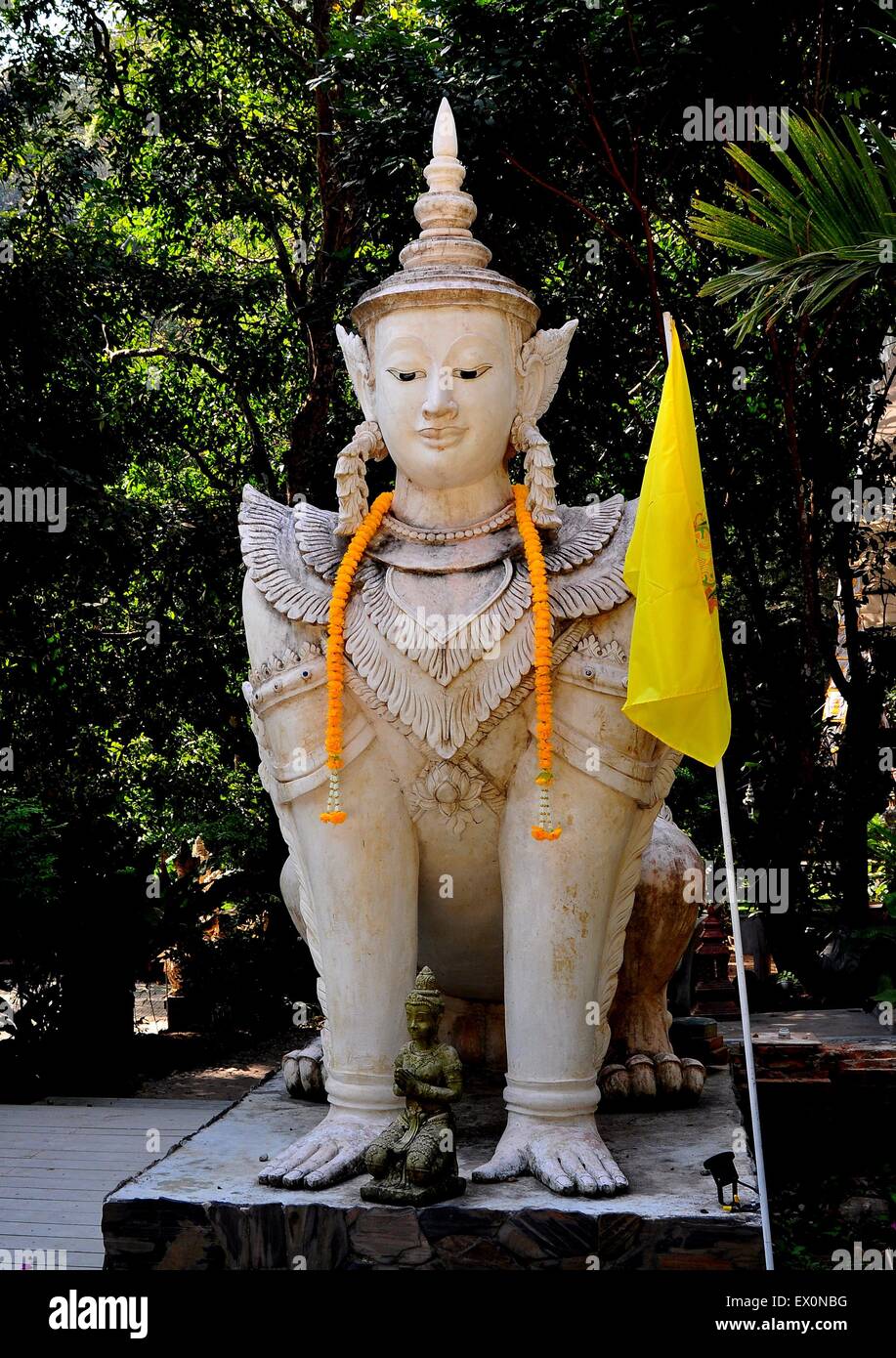 Chiang Mai, Thailand Half-man, half mythological animal statue with ...