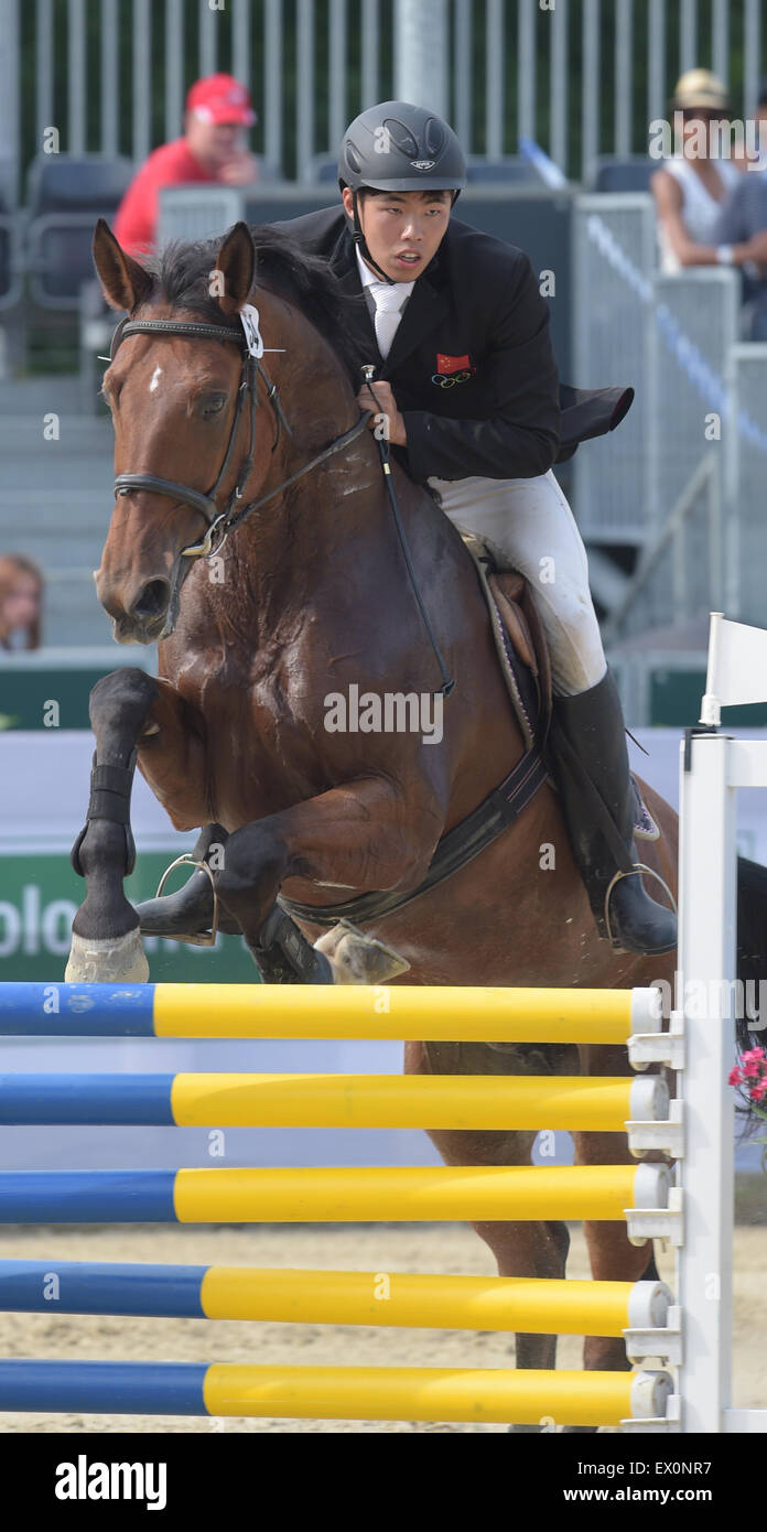 Berlin, Germany. 3rd July, 2015. Chinese Starter Jiahao Han riding in ...