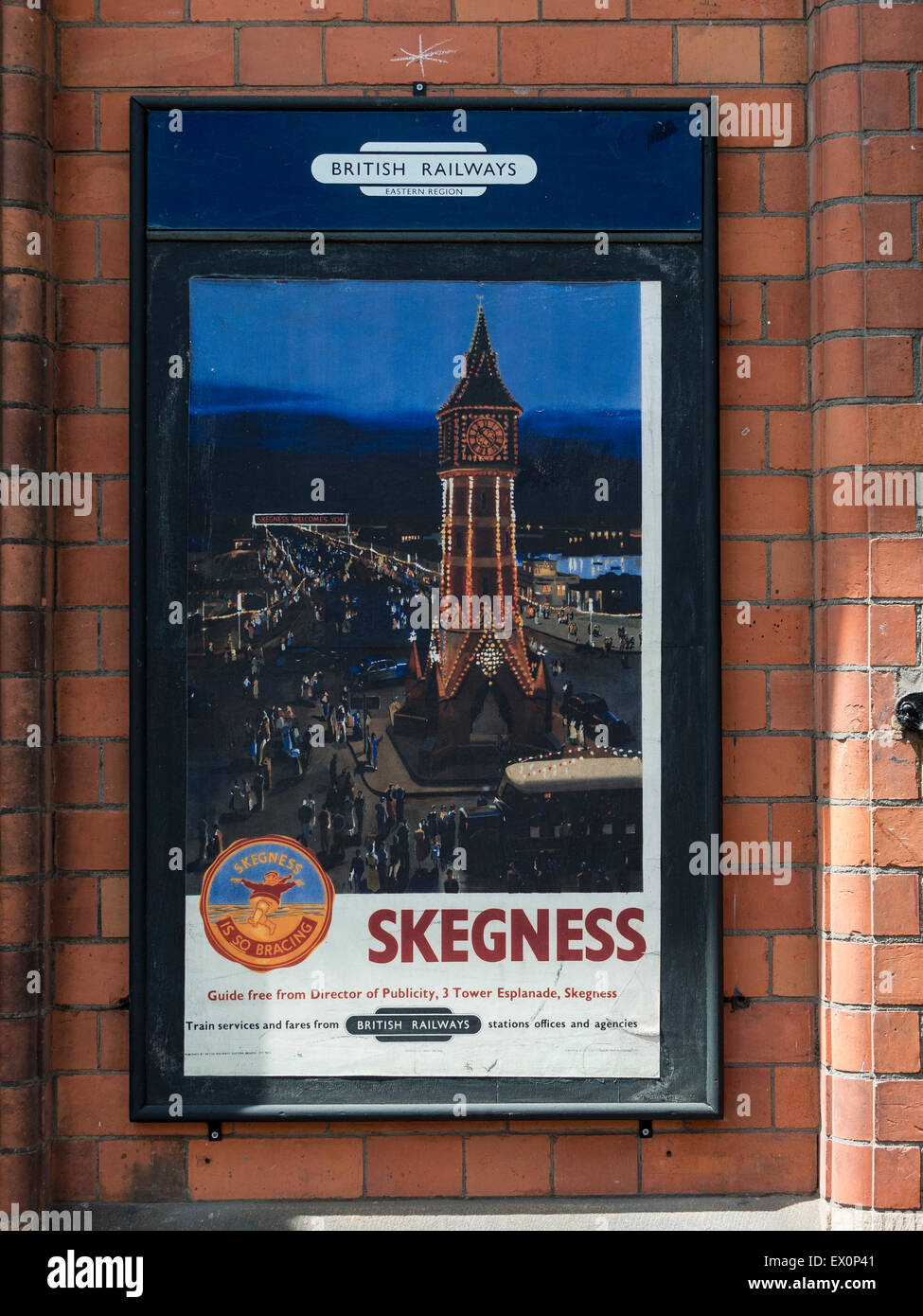 Vintage holiday advertising posters on the station platform at ...