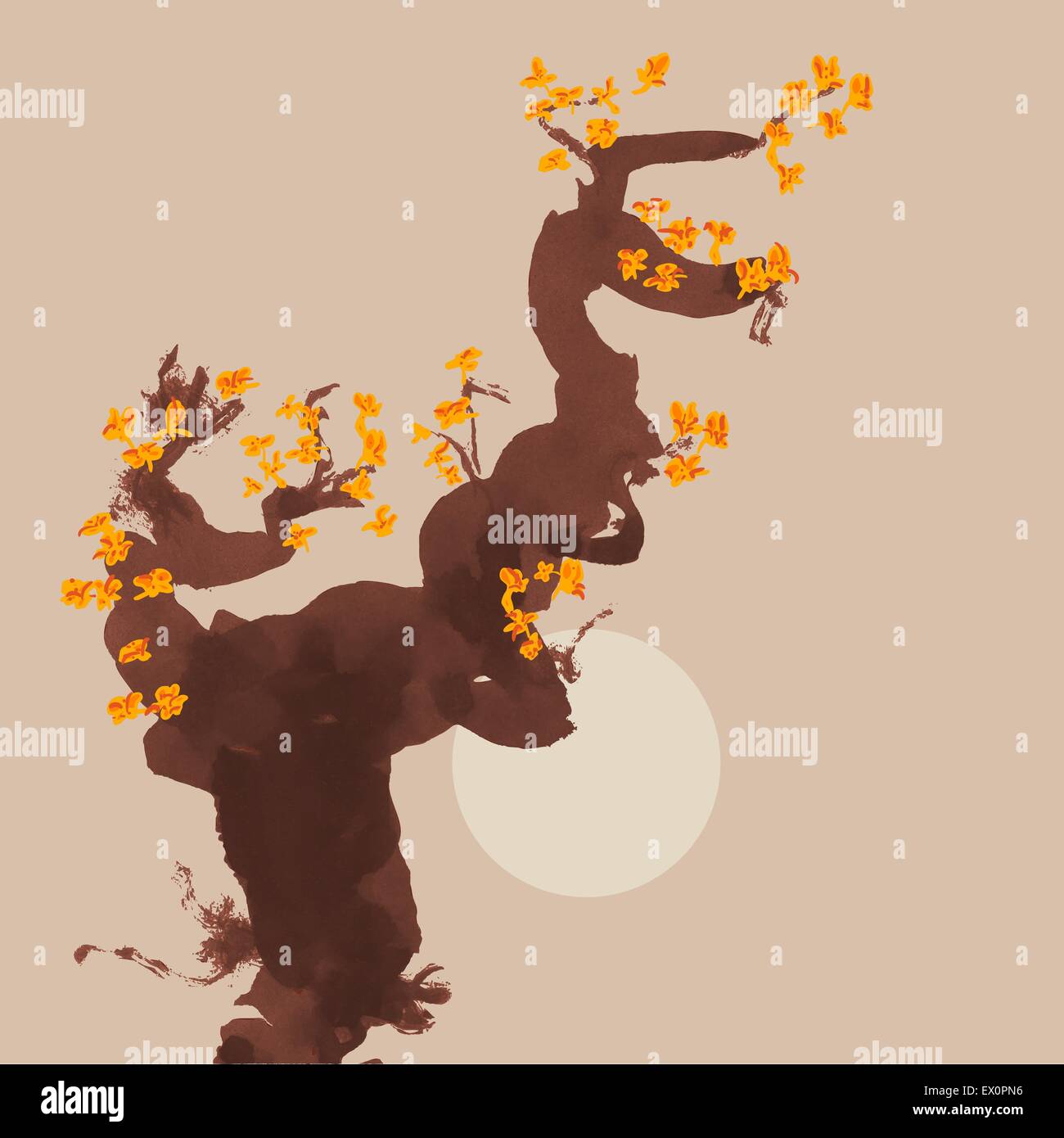 Branch japanese cherry in Stock Vector Images - Alamy