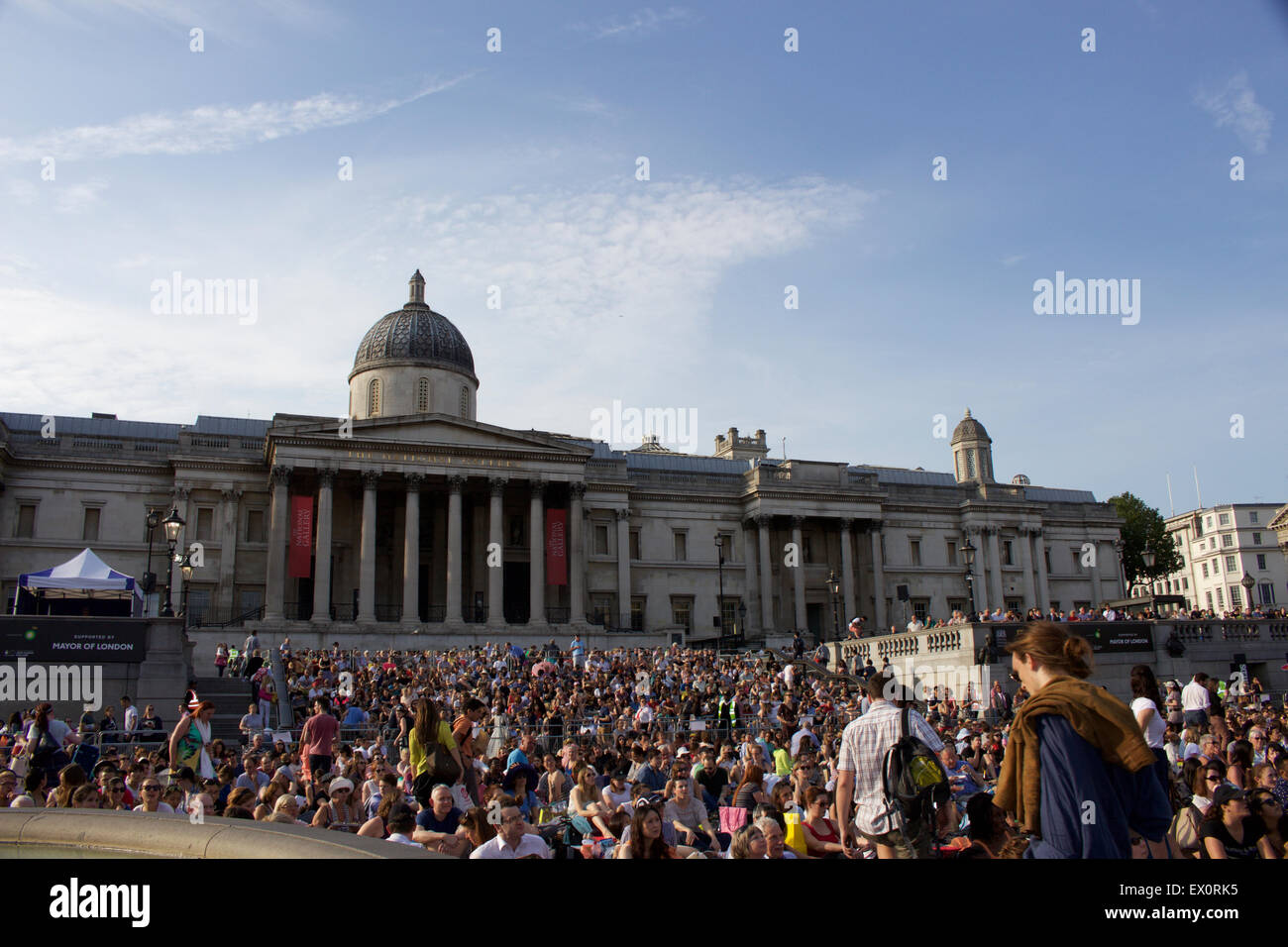 Trafalgar Square, London, UK, July 3 2015. Don Giovanni.The Royal Opera ...