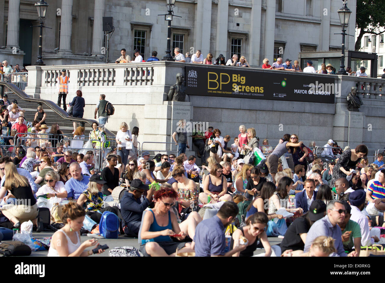 Trafalgar Square, London, UK, July 3 2015. Don Giovanni.The Royal Opera ...