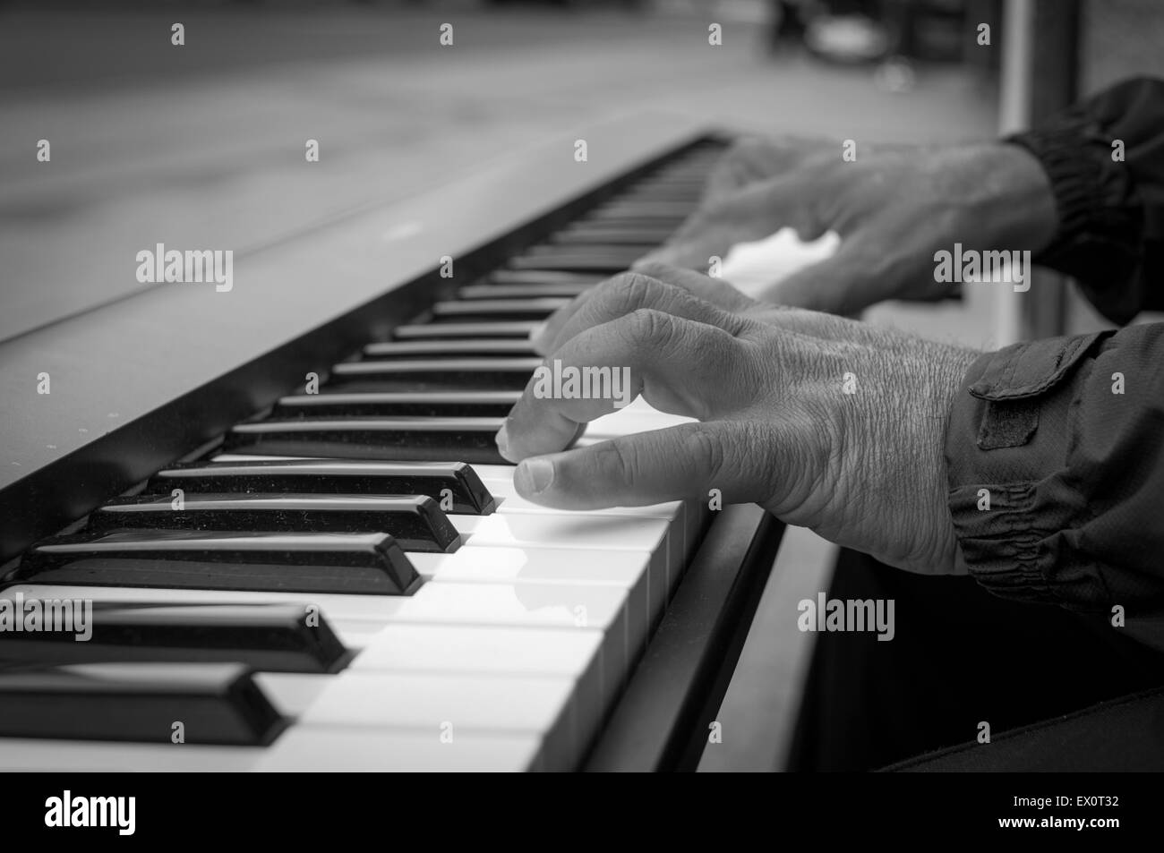 Busker busking male man Black and White Stock Photos & Images - Alamy