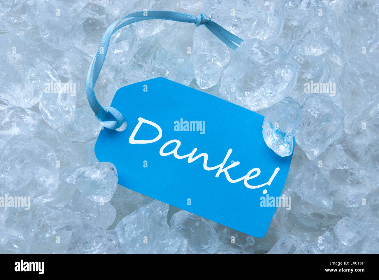 Label On Ice With Danke Means Thank You Stock Photo - Alamy