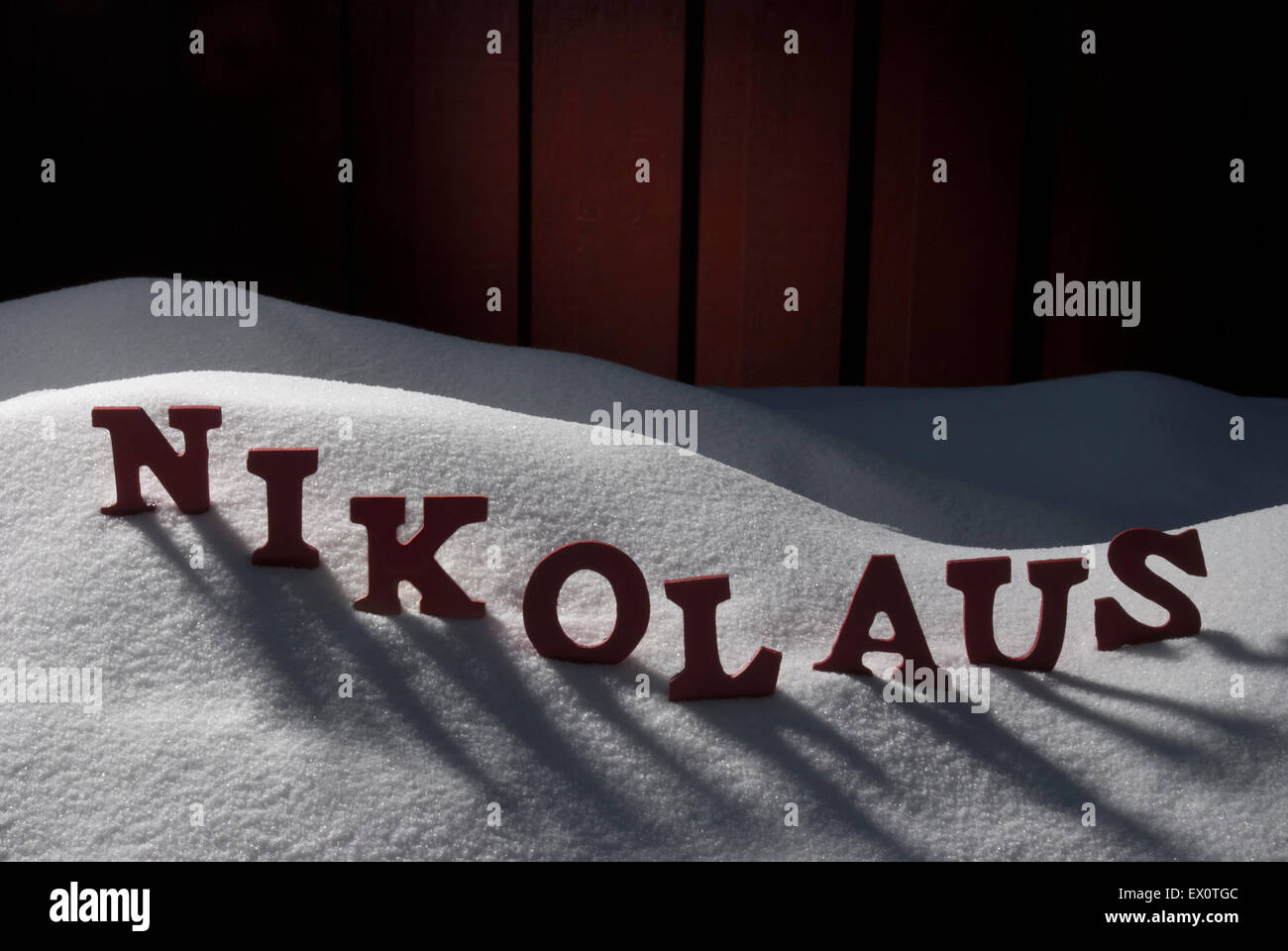 German Nikolaus Means Santa Claus On Snow Stock Photo - Alamy