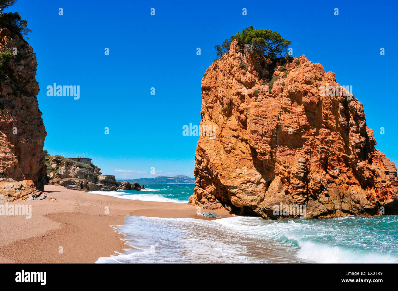 a view of the Cala Illa Roja beach in Begur, in the Costa Brava ...
