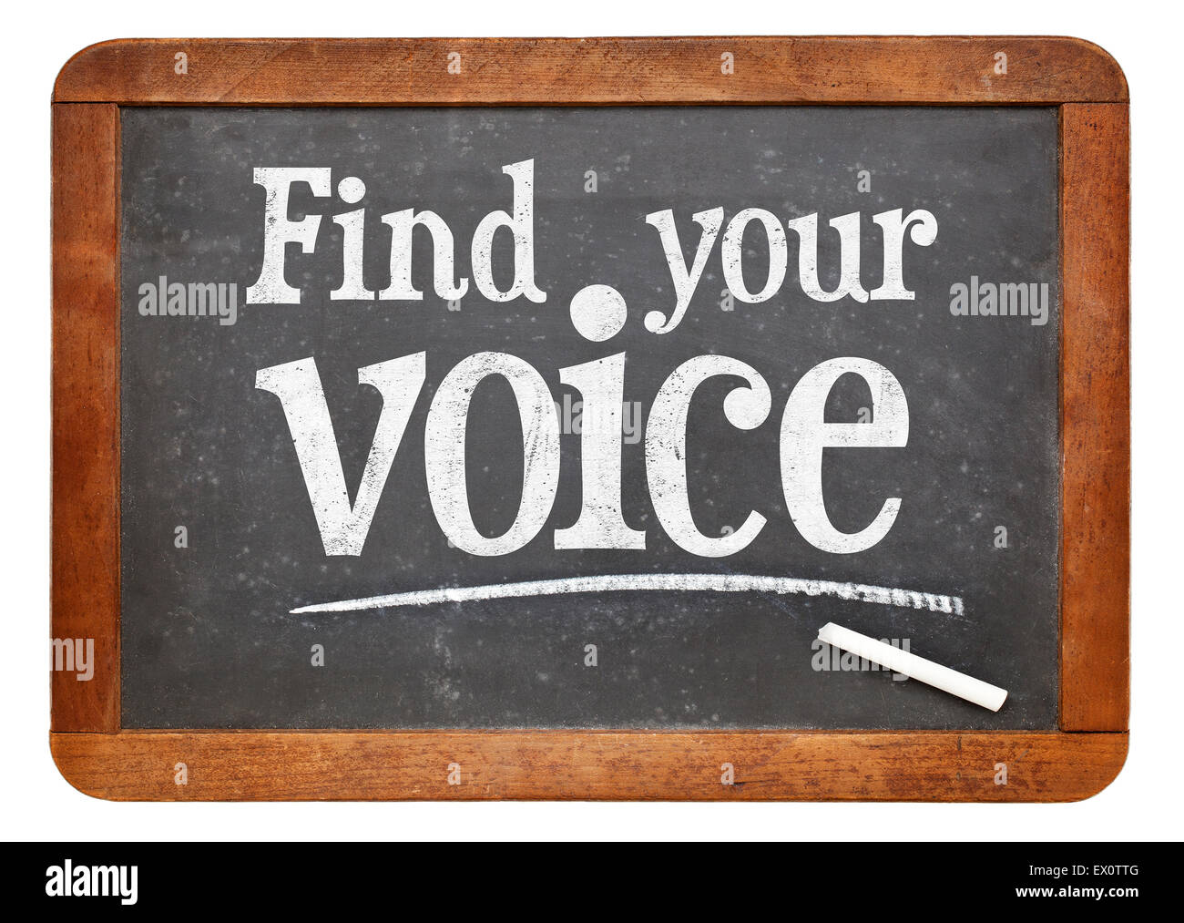 find your voice sign - white chalk text on a vintage slate blackboard ...