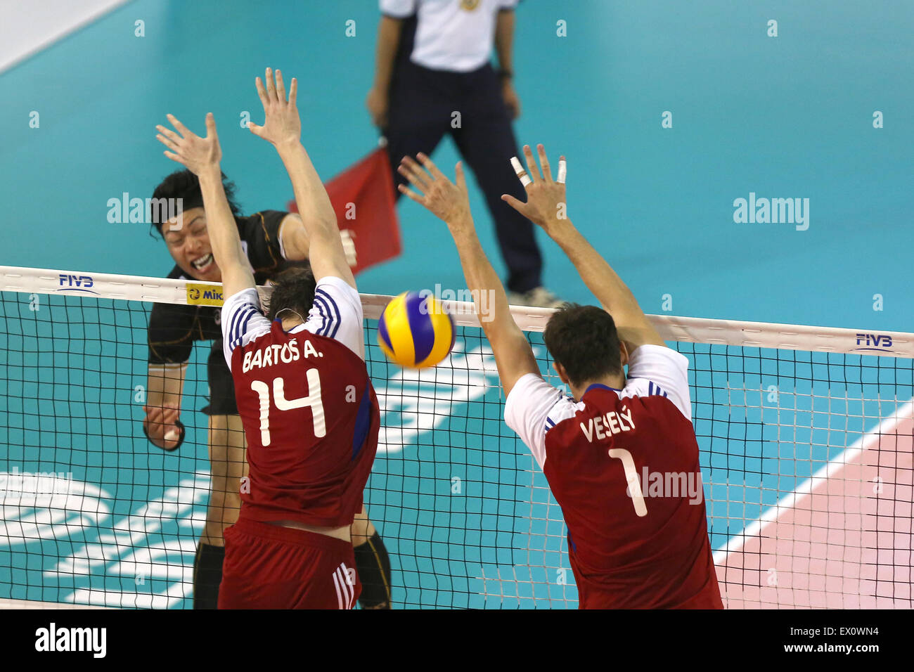 From left: Kunihiro Shimizu of Japan, Adam Bartos and Jakub Vesely of ...