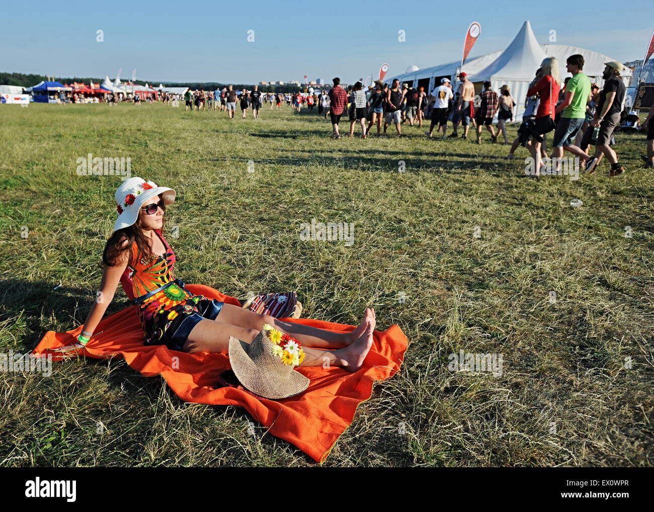 Tabor, Czech Republic. 3rd July, 2015. Atmosphere at the music festival ...