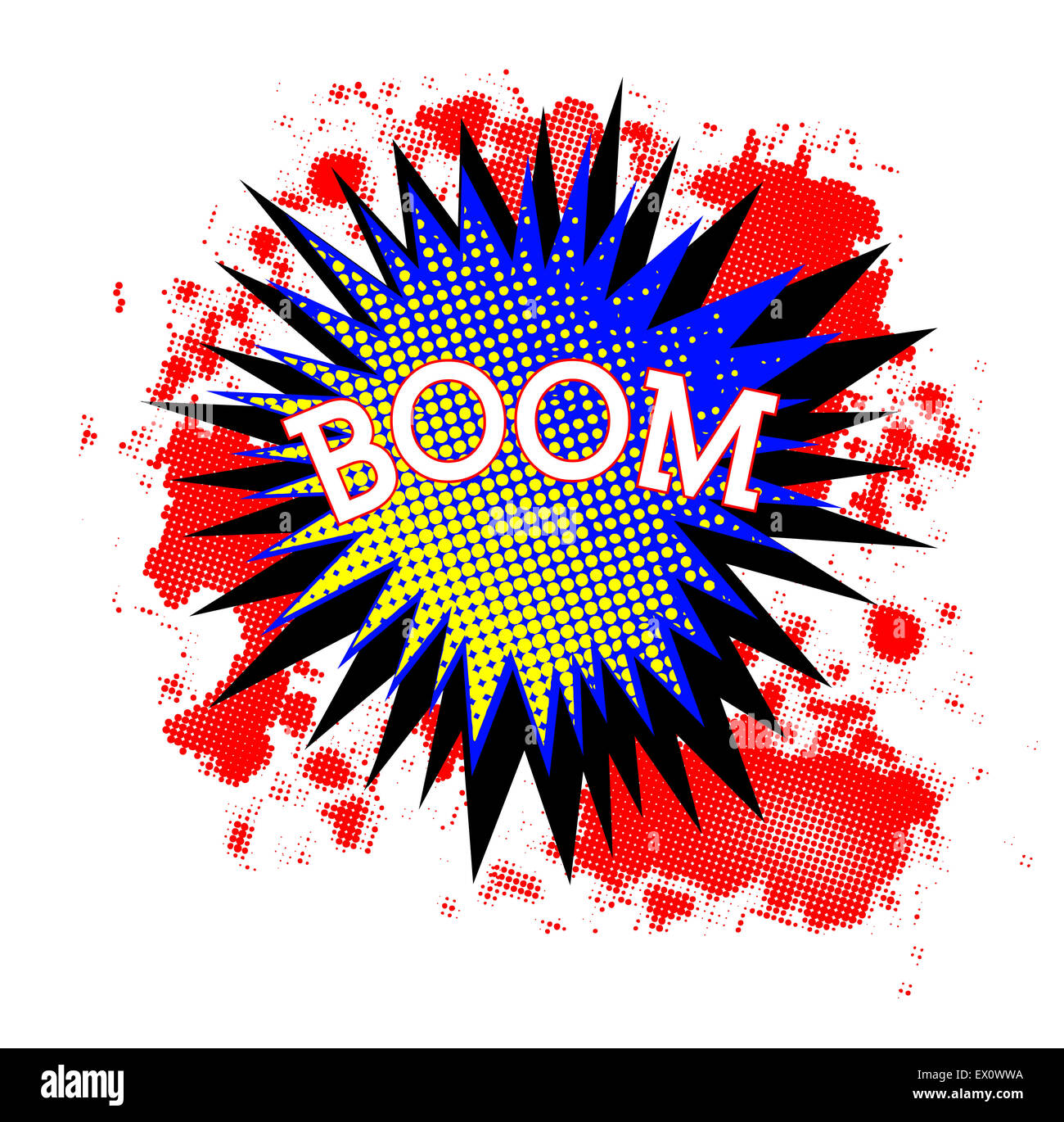 A comic cartoon style boom explosion over a white background Stock ...
