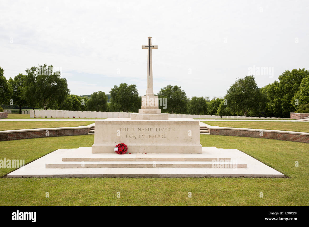 Hooge Crater CWGC Cemetery, nr Ypres, Belgium showing the Stone of ...