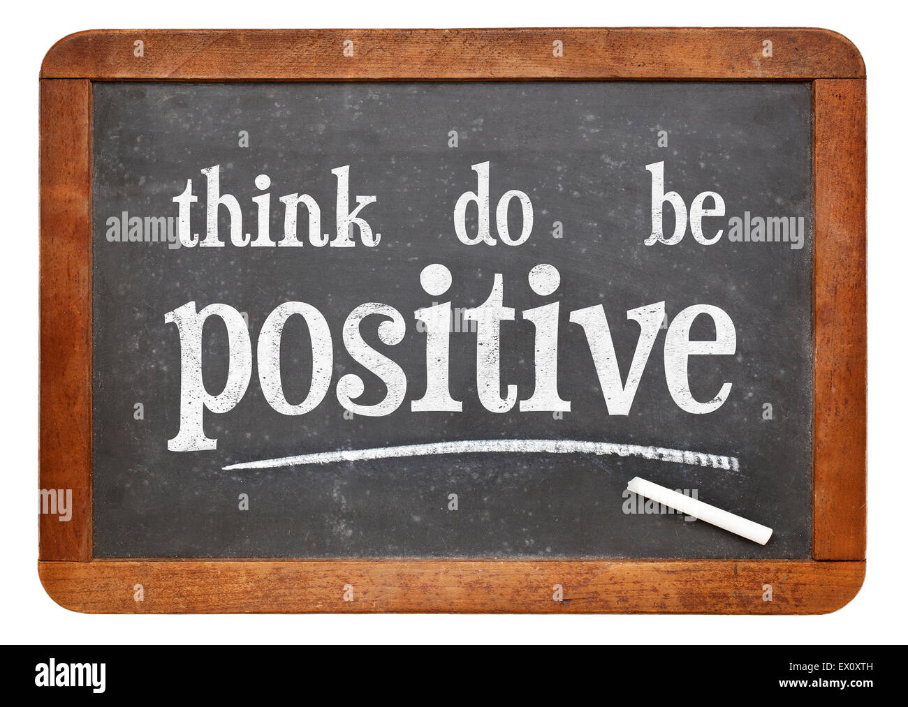 think, do, be positive - motivational concept on a vintage slate ...