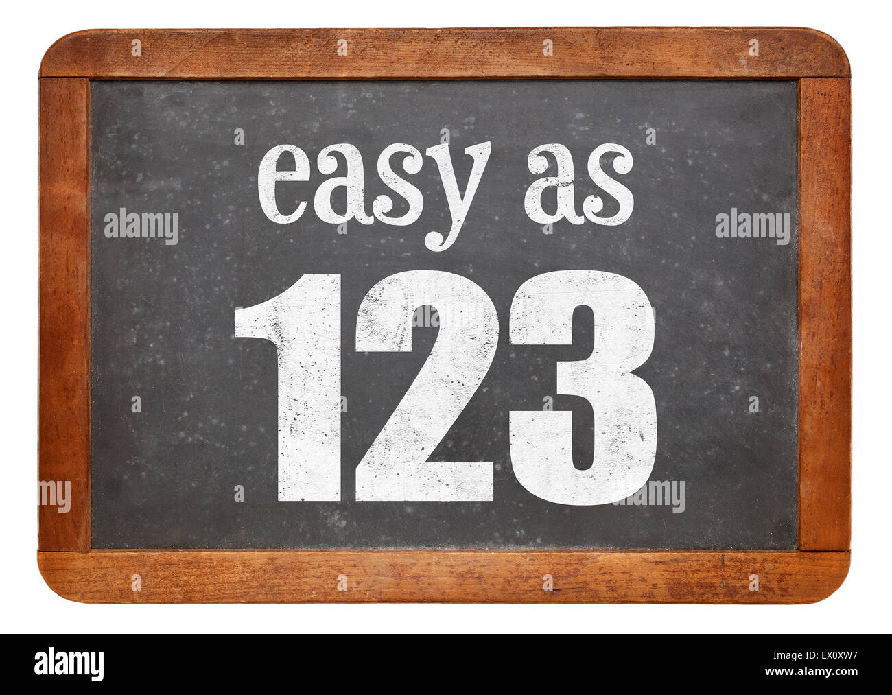 Easy as 123 sign - white chalk text on a vintage slate blackboard Stock ...