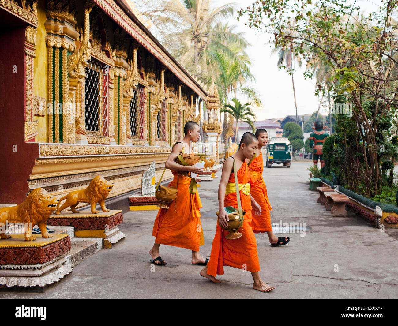 Young monks outside Wat Si Muang, Vientiane, Laos, P.D.R. Wat Si Muang ...