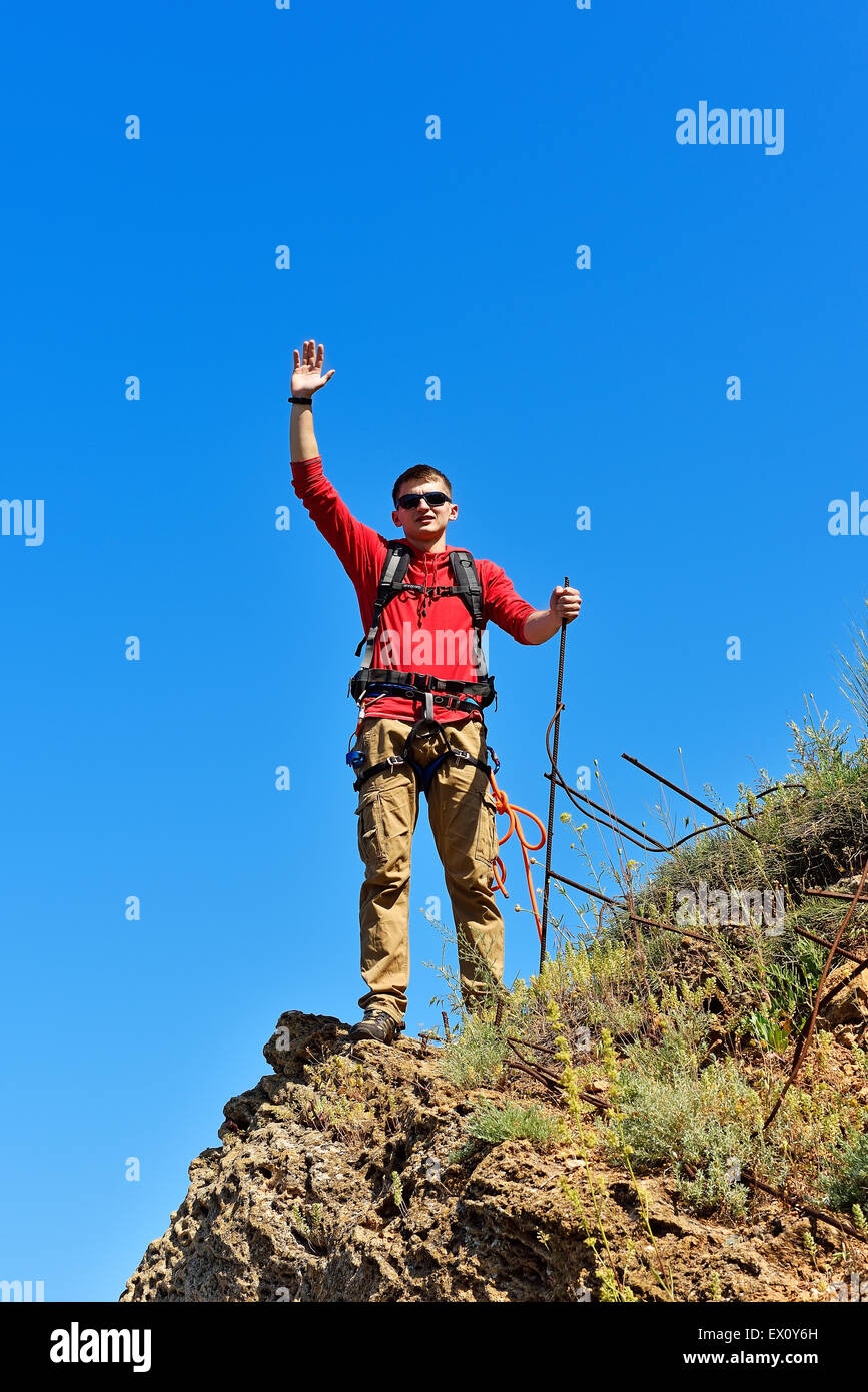 Happy climber hi-res stock photography and images - Alamy
