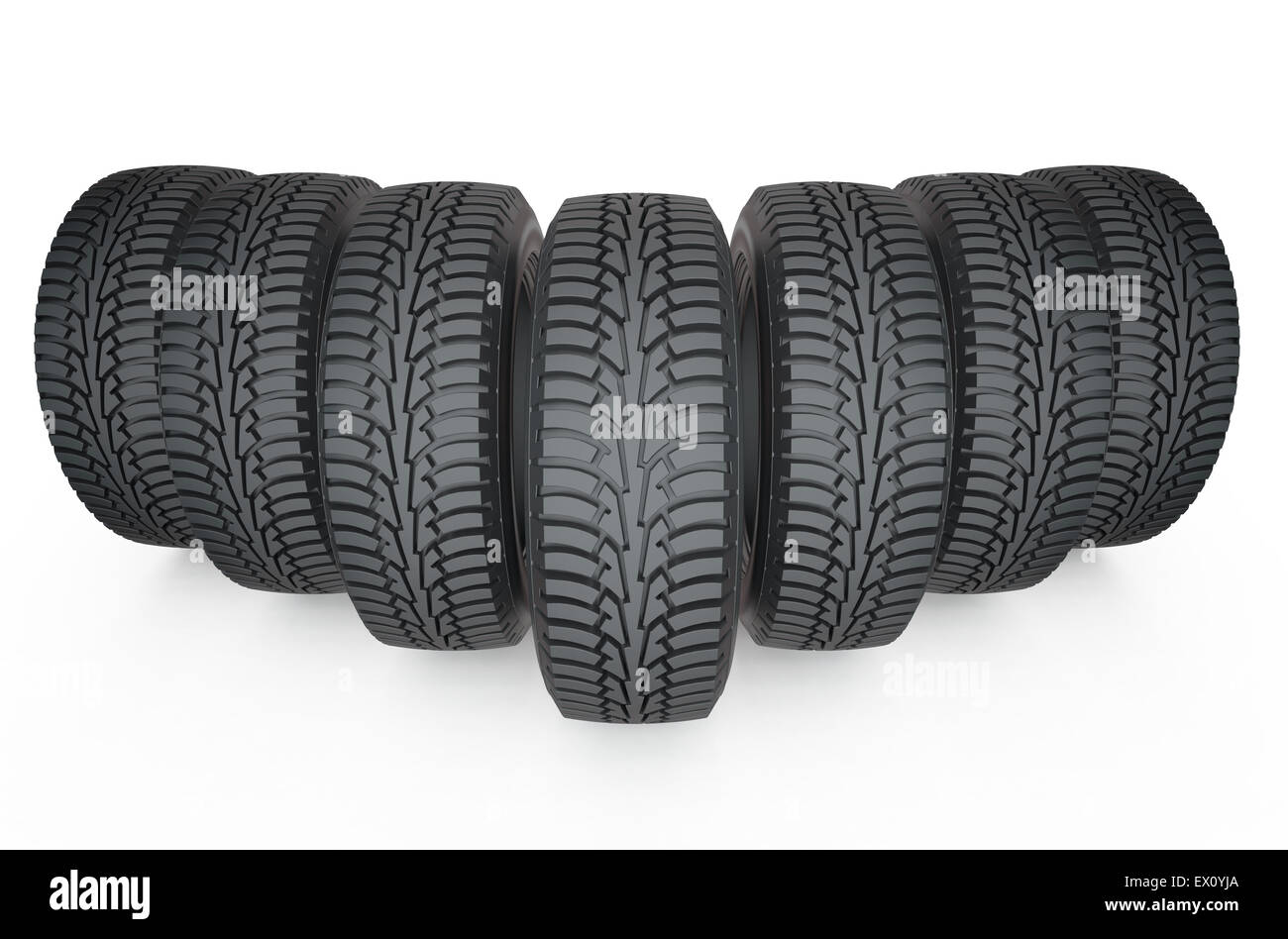 Group of automotive tires isolated on white background Stock Photo - Alamy