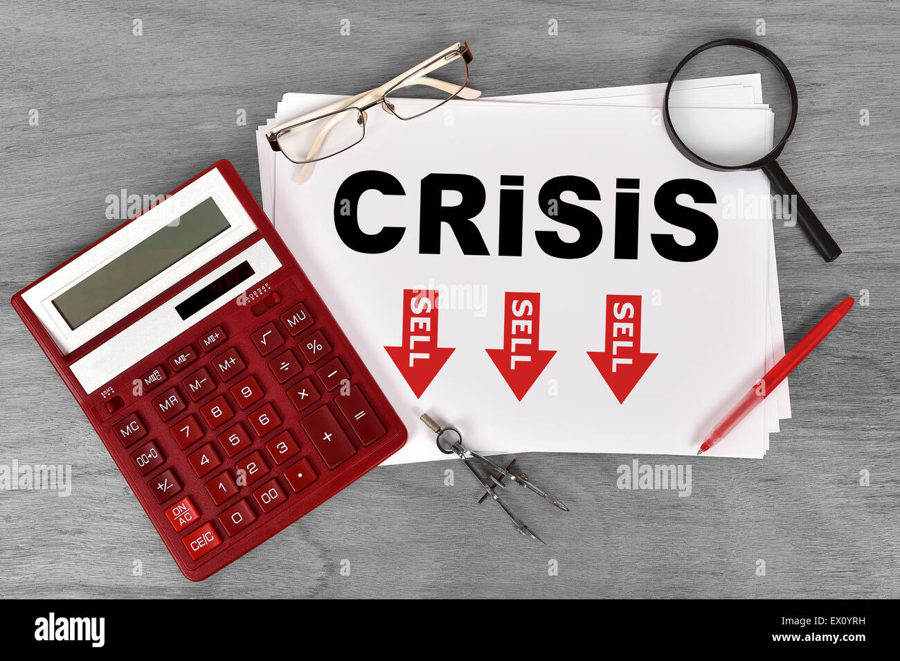 drawing crisis concept on paper, close up Stock Photo - Alamy