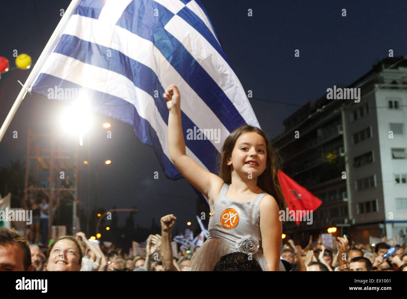 Athens, GREECE. 3rd July, 2015. People attend a rally organized by ...