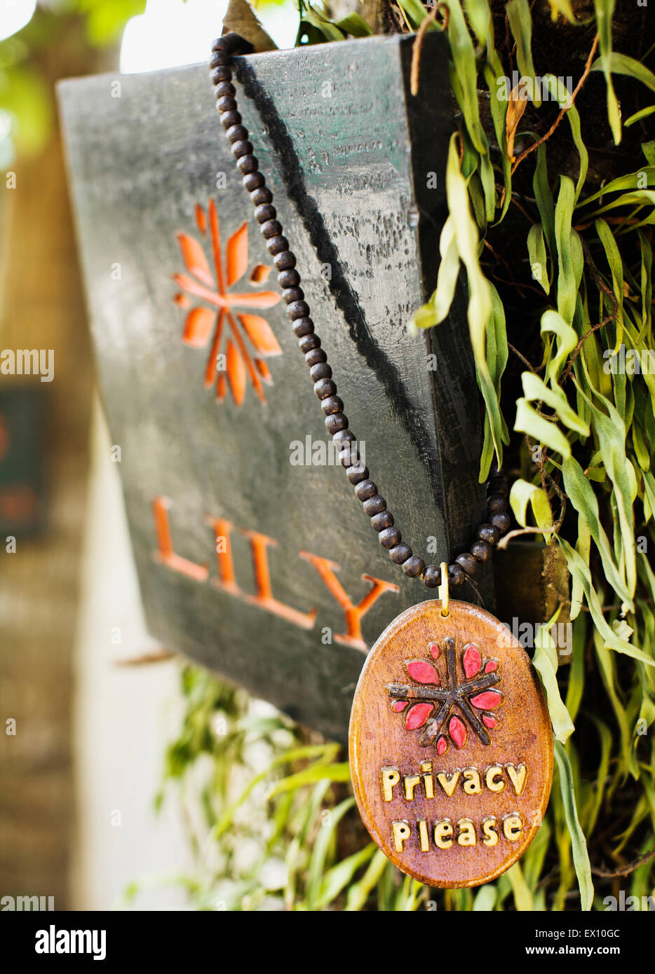 Privacy sign outside a spa tent. Angsana Spa at Maison Souvannaphoum ...