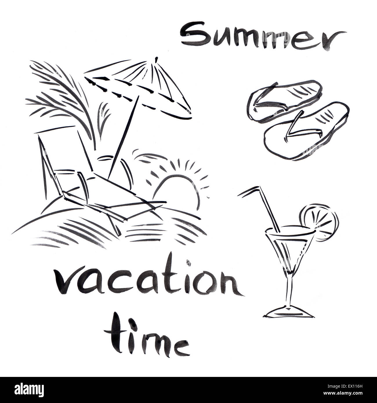 Summer Vacation Clipart Black And White
