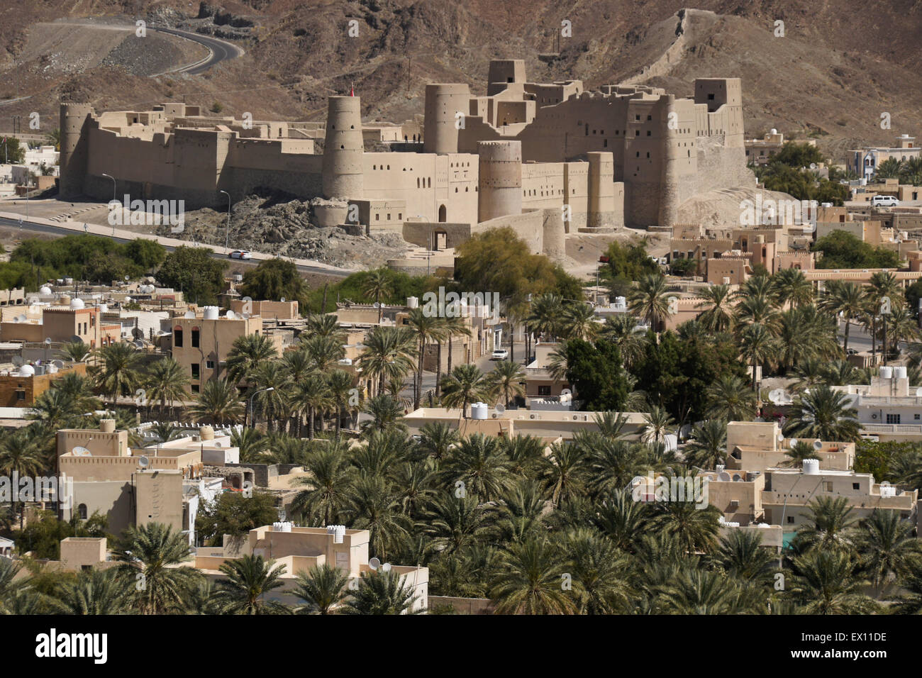 Bahla (Bahala) Fort and town at the foot of the Hajar Mountains ...