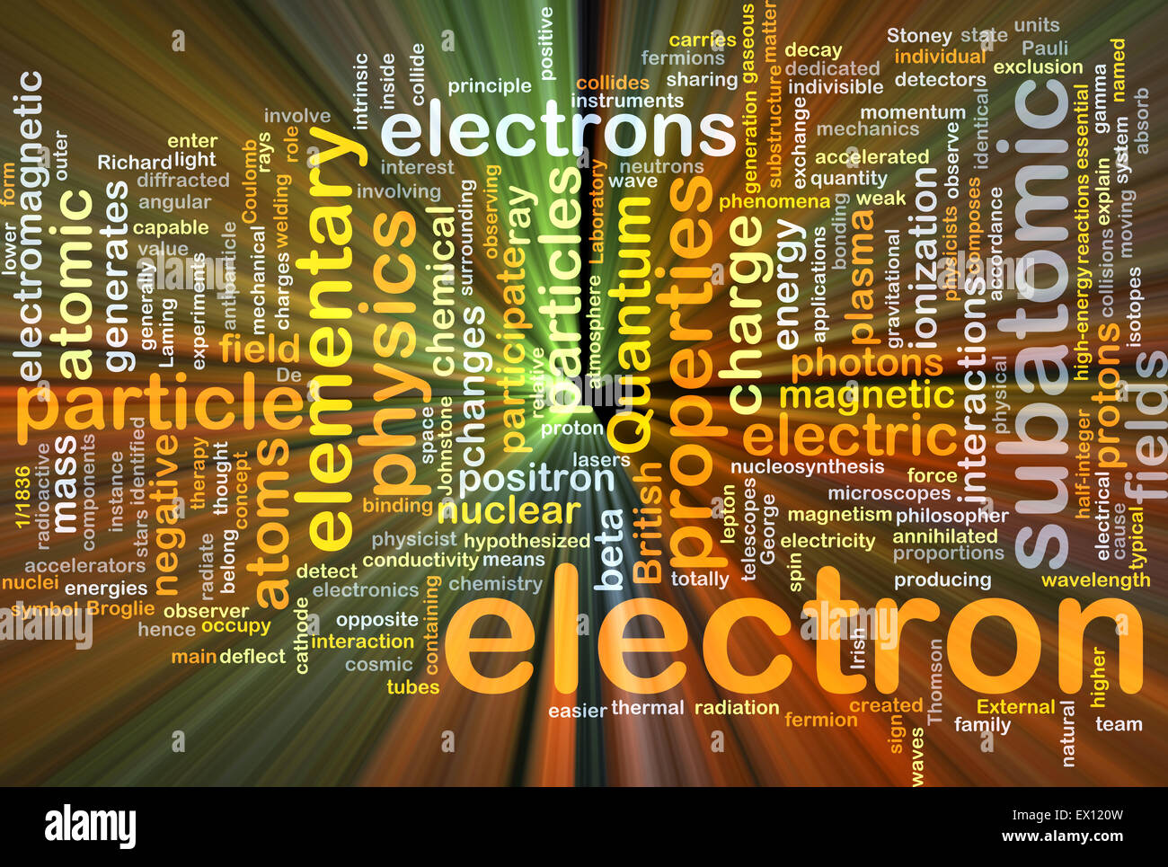 Background concept wordcloud illustration of electron glowing light ...