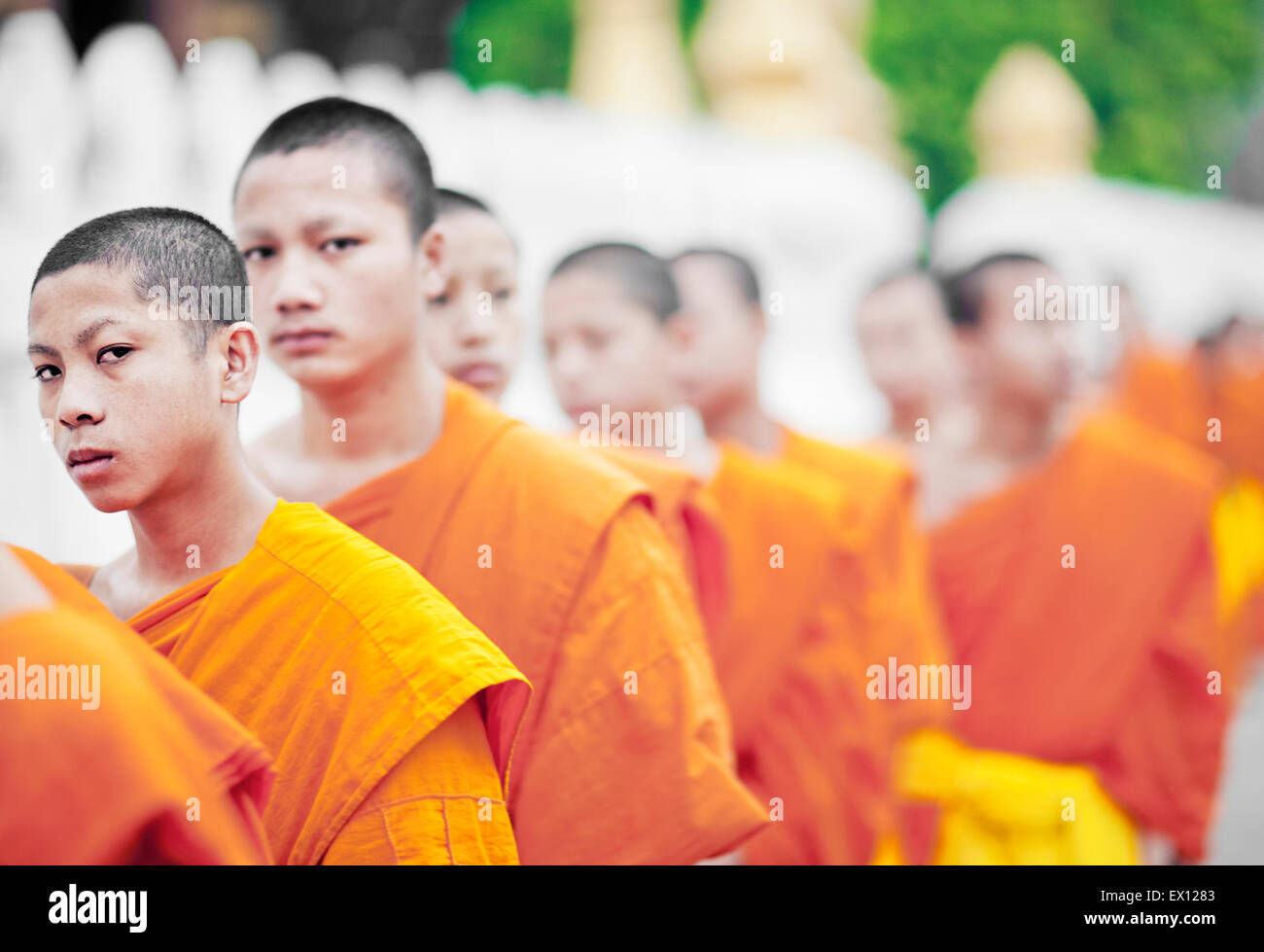 Monks processing for alms in the early morning, a 1,000-year old ...