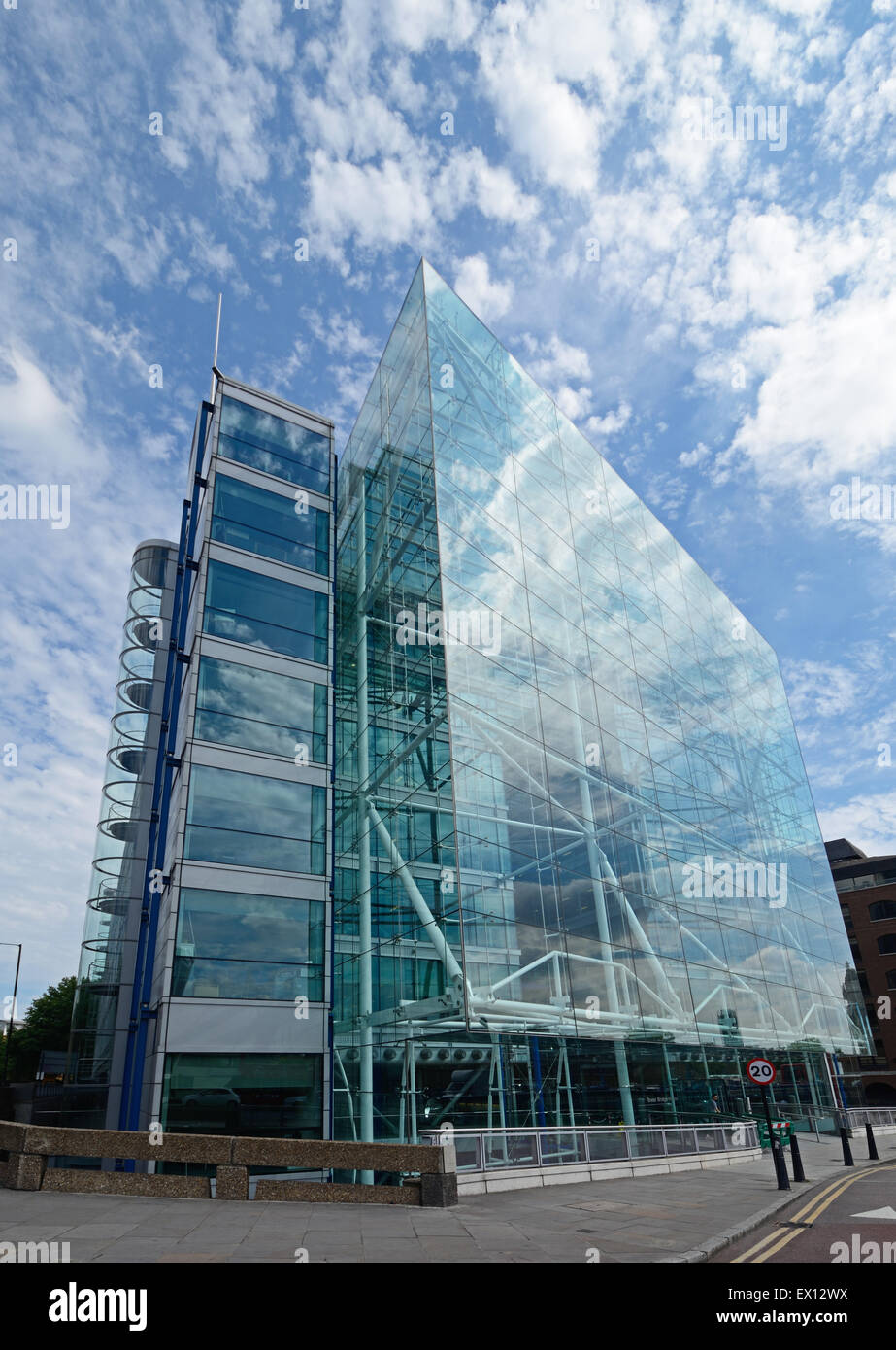 Reflections in building Tower Bridge Road, London, England Stock Photo ...
