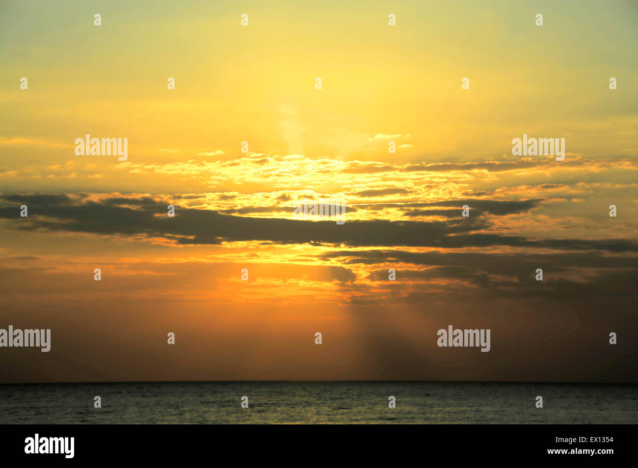 Beautiful sunrise seen from a beach in Panama Stock Photo - Alamy