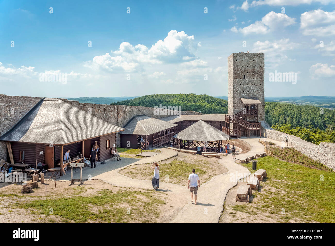 Tourists visiting Checiny Castle, Poland Stock Photo - Alamy