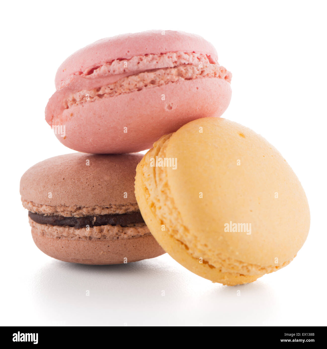 Colorful French Macarons on the white background Stock Photo - Alamy