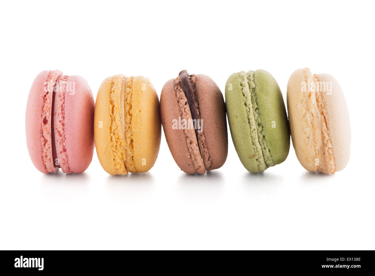 Colorful French Macarons on the white background Stock Photo - Alamy