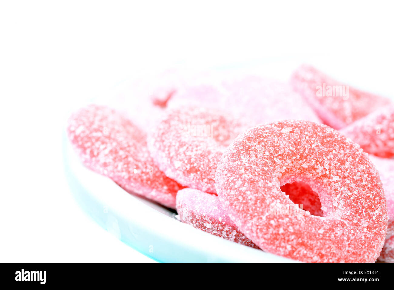 Macro shot of ring candies on a white background Stock Photo - Alamy