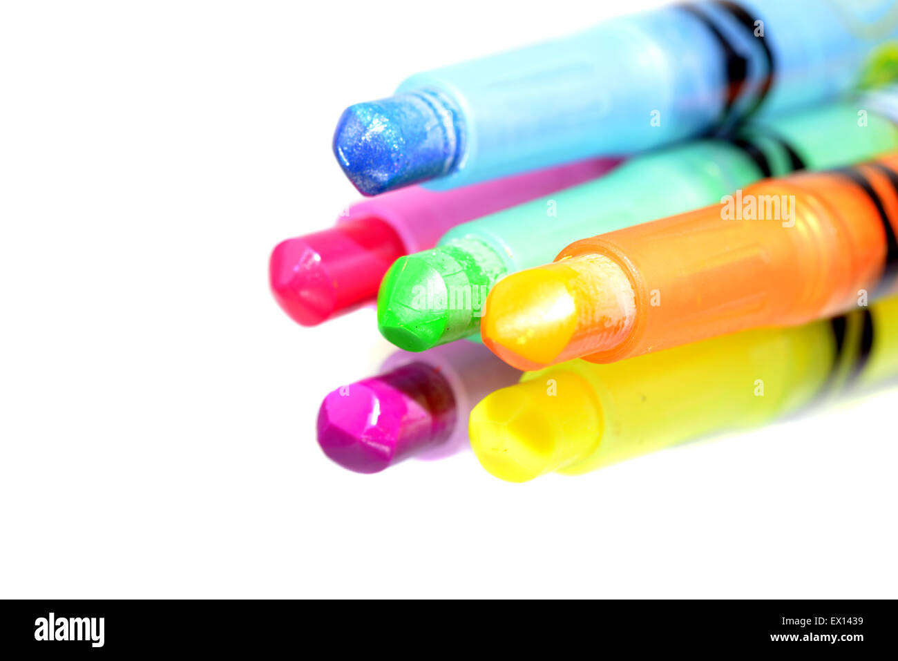 Macro shot of colorful wax crayons on a white background Stock Photo ...