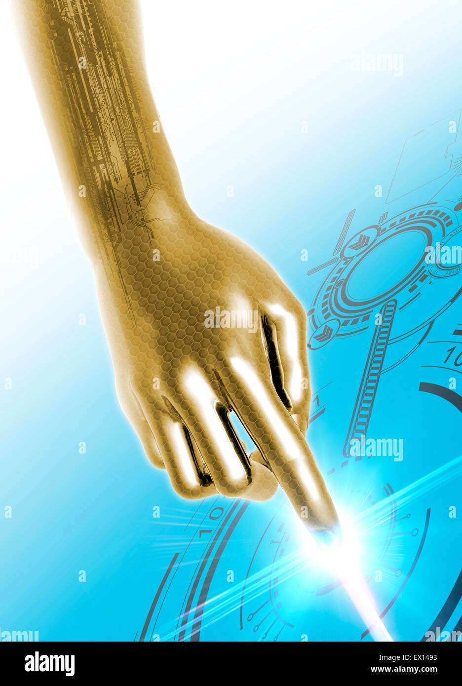 Robotic hand pointing, computer illustration Stock Photo - Alamy