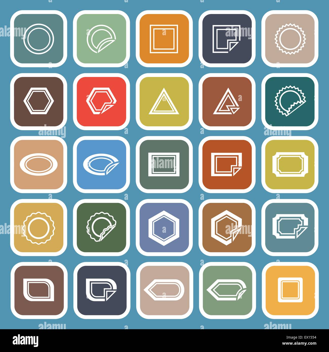 Label line flat icons on blue background, stock vector Stock Vector ...