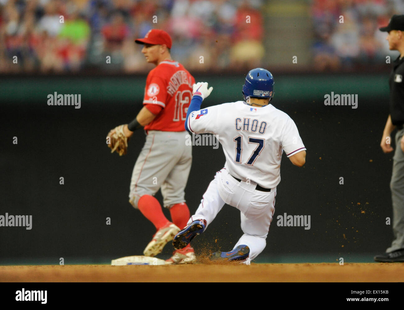 Arlington, Texas, USA. 03rd July, 2015. Texas Rangers right fielder ...