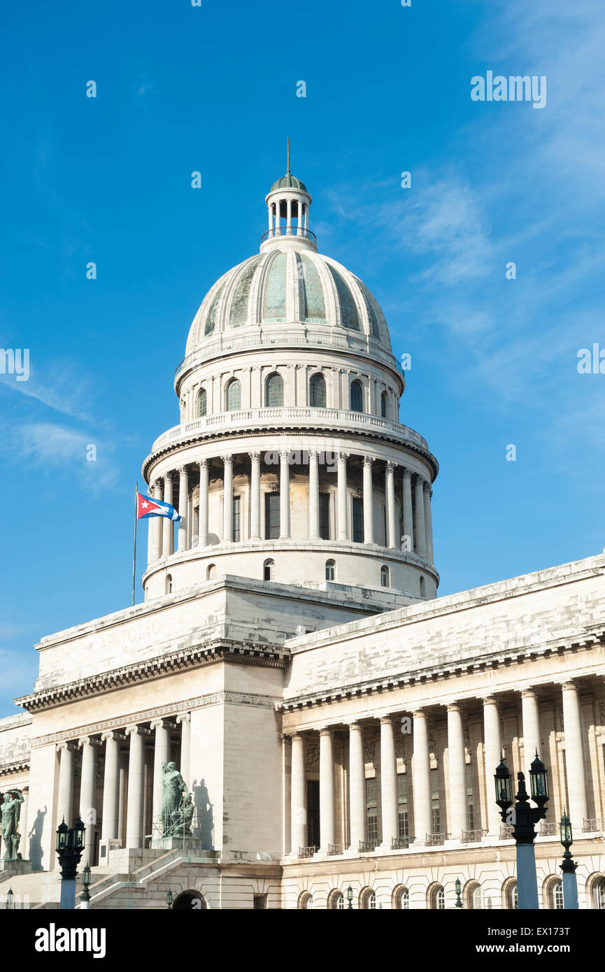 The classic architecture of El Capitolio building in Havana, Cuba under ...