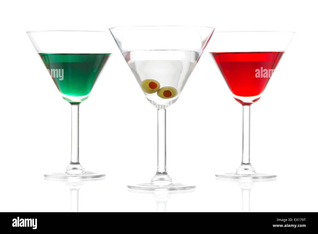 Stock image of Martinis over white background, includes, appletini, red ...