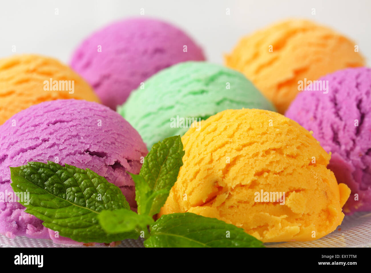 Scoops of ice cream - assorted flavors Stock Photo - Alamy
