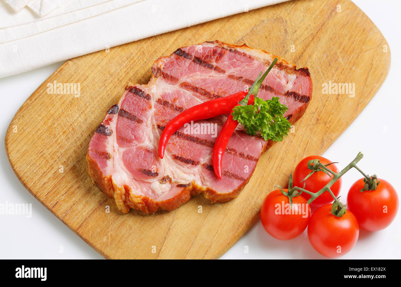 Grilled slice of smoked pork neck Stock Photo - Alamy