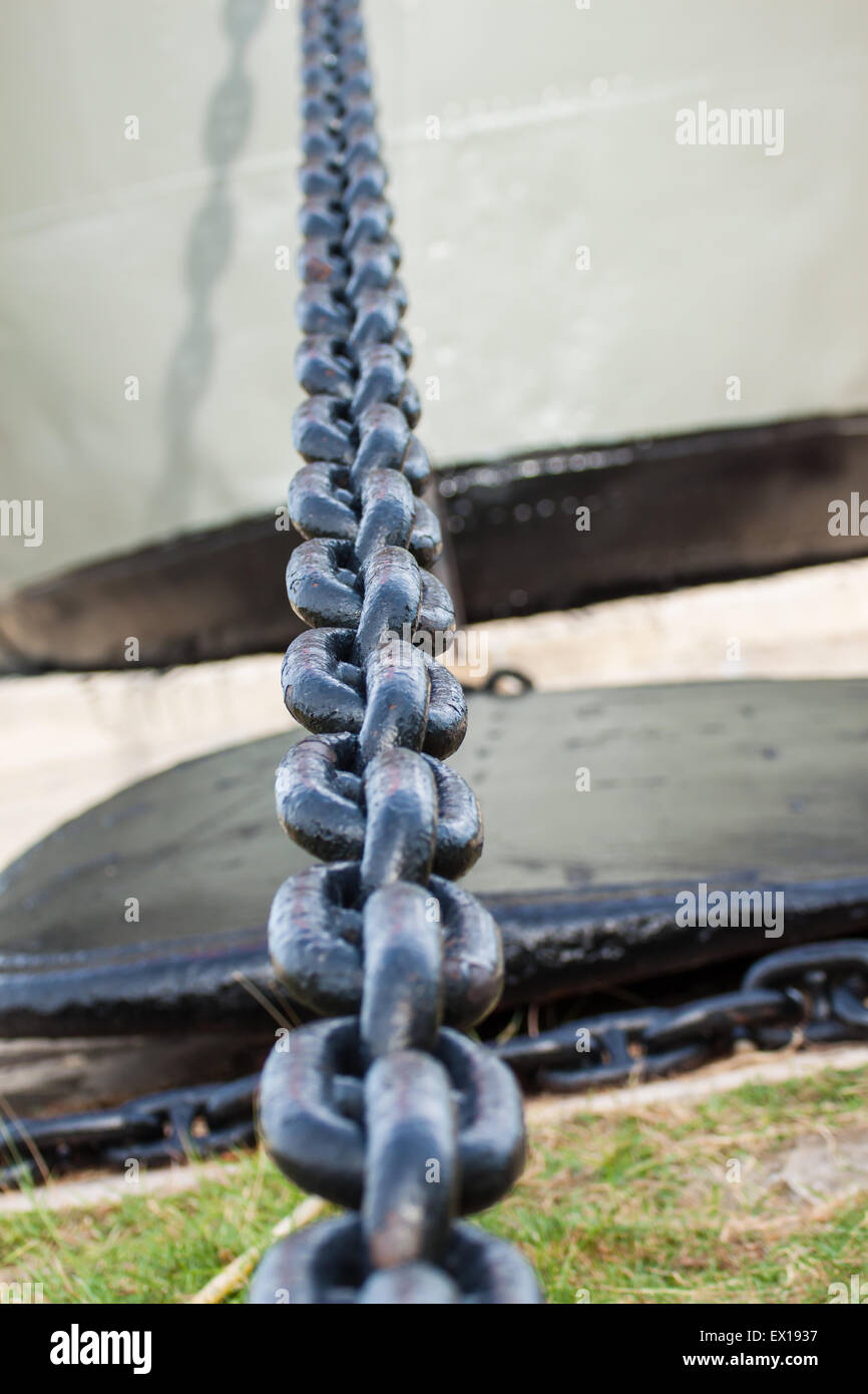 Battleship anchor chain Stock Photo - Alamy