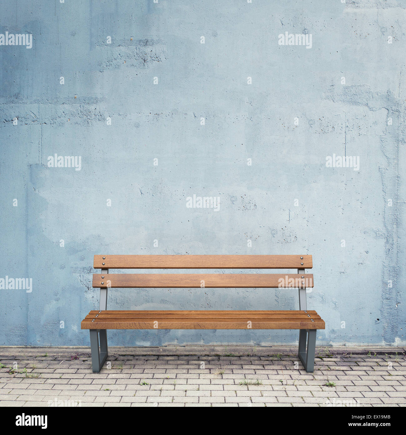 Wooden bench against wall hi-res stock photography and images - Alamy