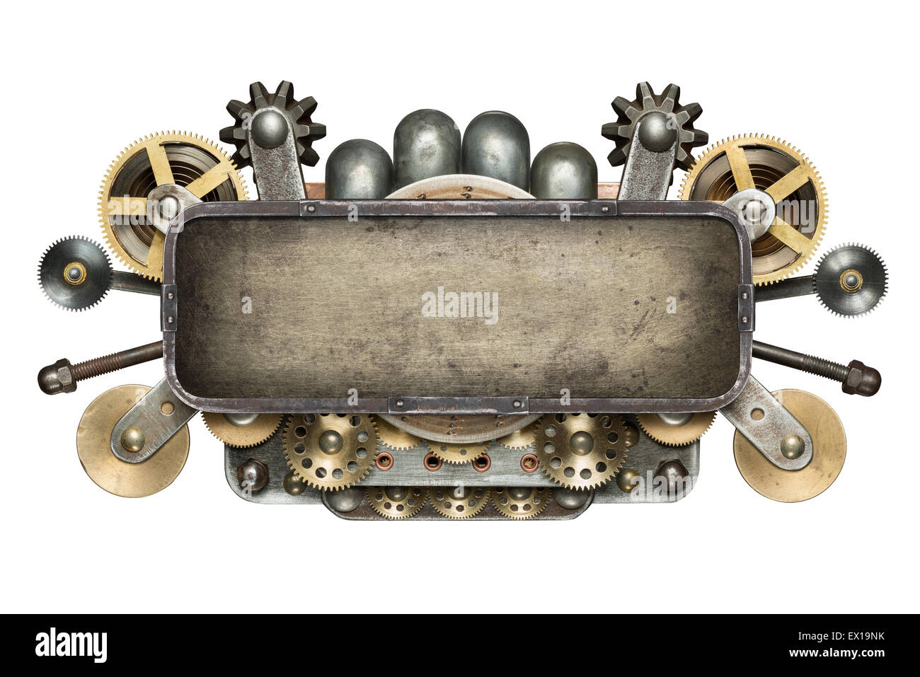 Stylized mechanical collage. Made of metal details Stock Photo - Alamy