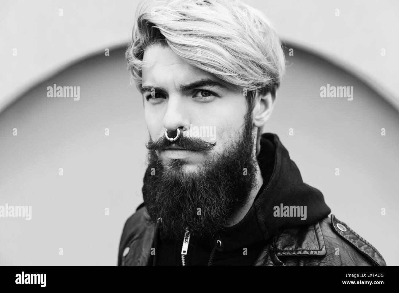 Cool bearded guy in Black and White Stock Photos & Images - Alamy
