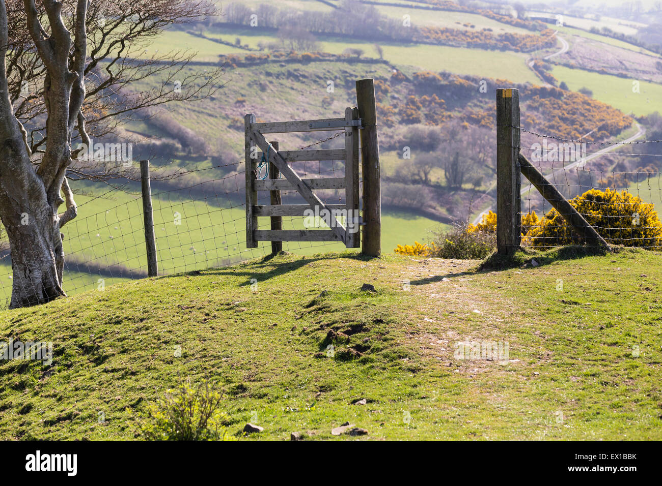 Gateway on a footpath within Exmoor National Park, above Brendon ...