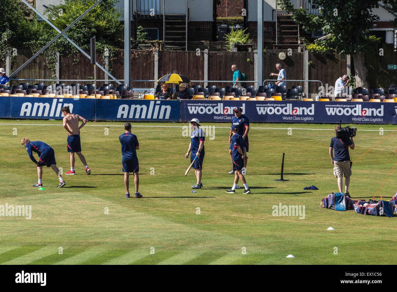 Essex Cricket Club Squad Members Going Through WArm up Exercises on ...