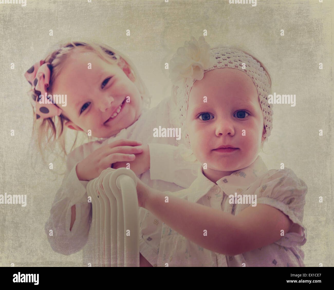 Art photo. Portrait of beautiful little girls (sisters) in vintage ... Art photo. Portrait of beautiful little girls (sisters) in vintage ...