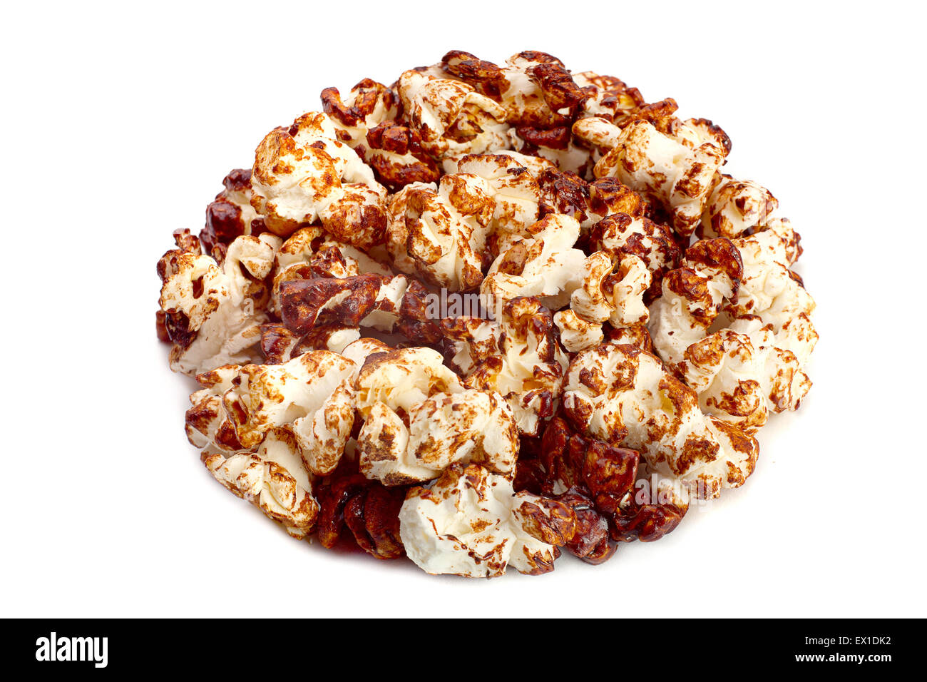 Popcorn glazed in caramel isolated on white Stock Photo - Alamy